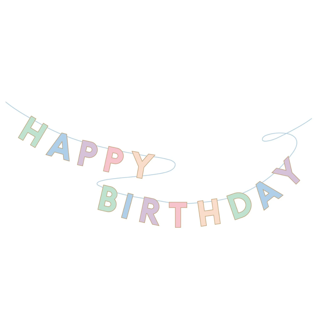 Happy Birthday Banner Pastels – PartyStock