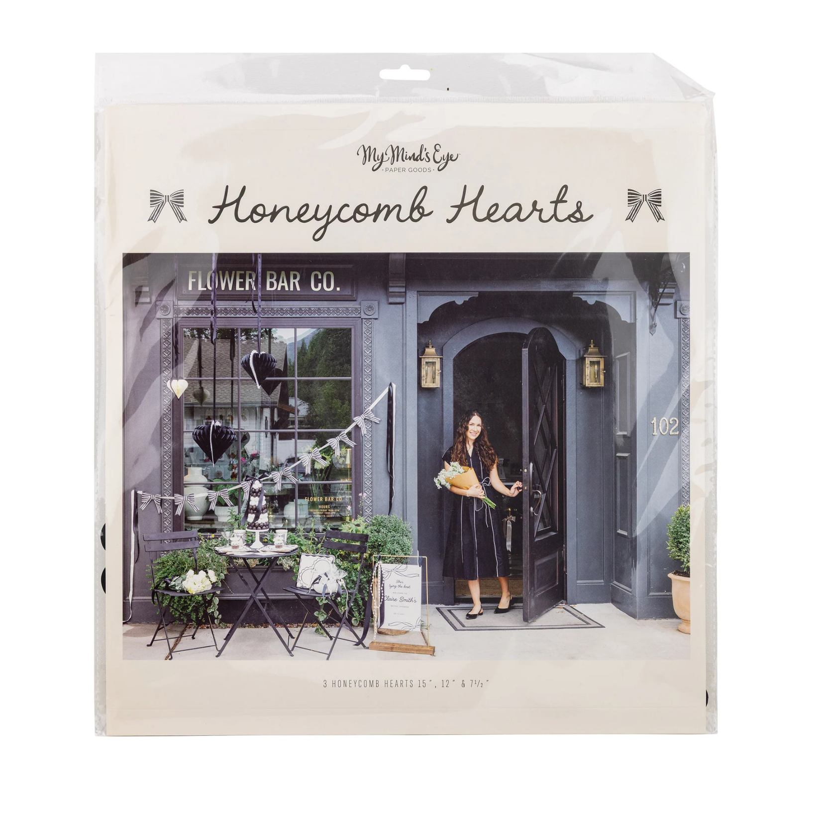 Honeycomb Black & White Hearts – PartyStock